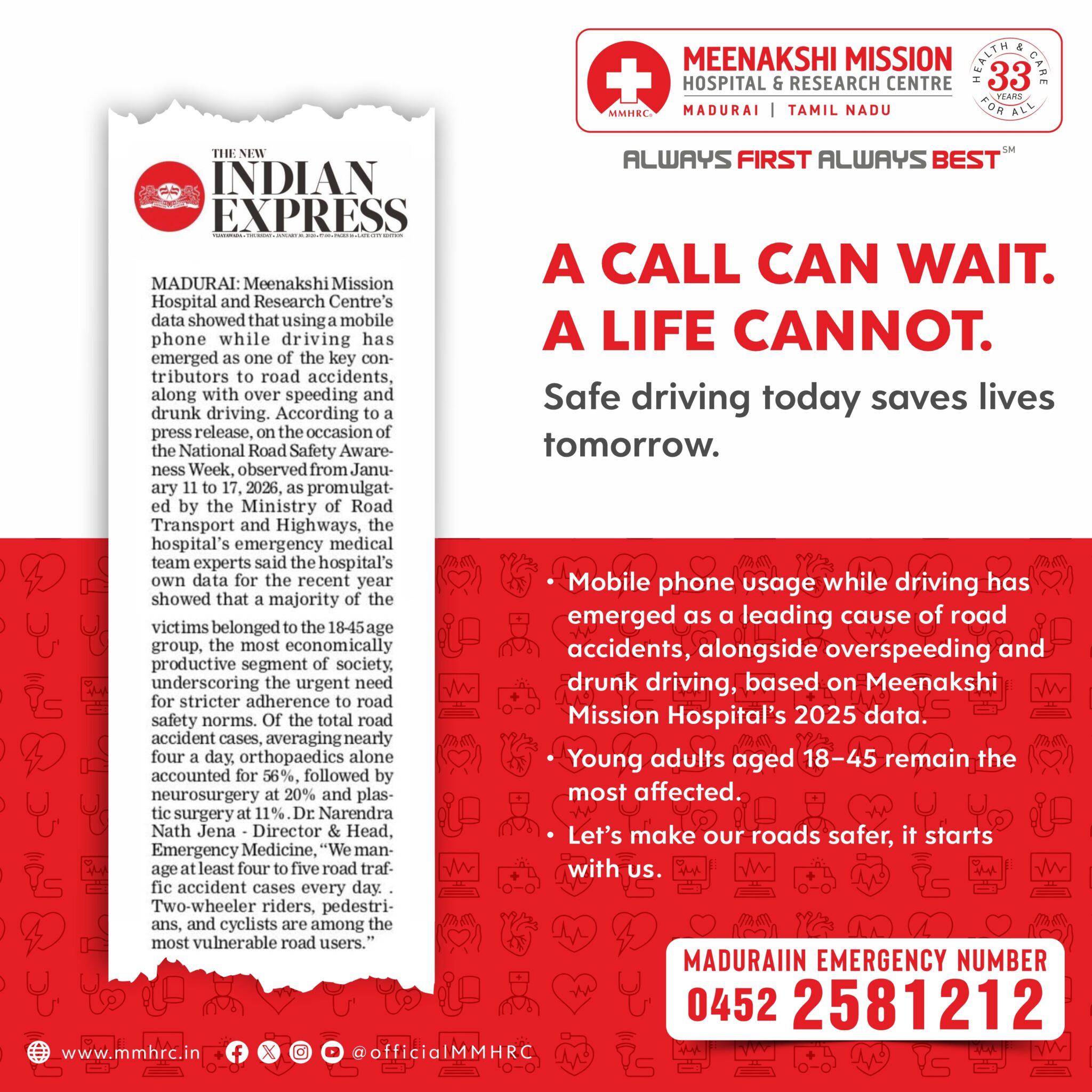 Road Safety Awareness Week - January 11 to 17, 2026 - MMHRC Madurai